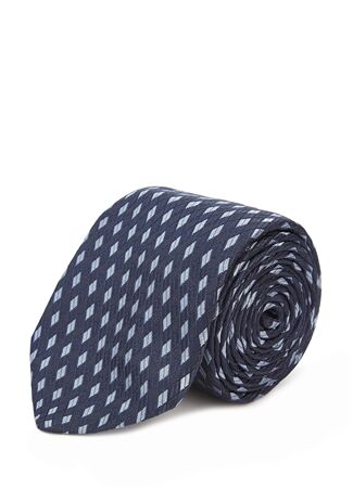 Pal Zileri Erkek Lacivert Mikro Desenli İpek Kravat Mavi EU