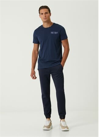 Beymen Club Erkek Lacivert Bisiklet Yaka Baskılı T-shirt S