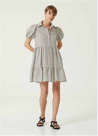 Beymen Club Kadın Beyaz Puantiyeli Karpuz Kol Mini Elbise 34