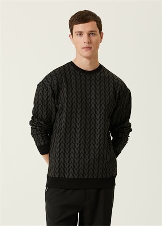 Valentino Erkek Siyah Logo Desenli Sweatshirt M EU