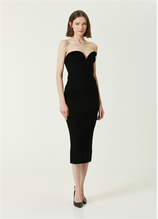 Galvan Kadın Siyah Kalp Yaka Midi Kokteyl Elbise S EU Galvan Kadın Siyah Kalp Yaka Midi Kokteyl Elbise S EU