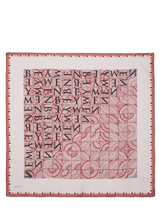 Beymen Kadın Pembe Logo Desenli 90x90 cm Twill İpek Eşarp EU