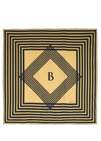 Beymen Kadın Bej Siyah Logolu 90x90 İpek Eşarp EU