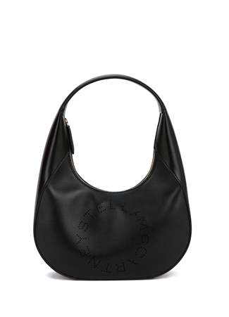 Stella McCartney Kadın Siyah Logo Delikli Omuz Çantası EU