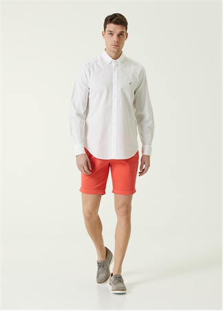 Beymen Club Erkek Slim Fit Pembe Logolu Twill Şort Kırmızı 46 Beymen Club Erkek Slim Fit Pembe Logolu Twill Şort Kırmızı 46