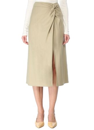 Vince Kadın Bej Düğüm Detaylı Midi Etek 0 US