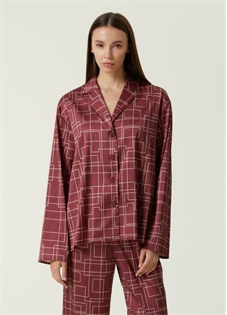 Muse For All Kadın Mari Bordo Desenli Pijama Gömlek 36 EU Muse For All Kadın Mari Bordo Desenli Pijama Gömlek 36 EU