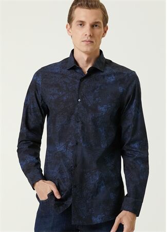 Palzileri Lab Erkek Mavi Karalama Desenli Gömlek 42 IT Palzileri Lab Erkek Mavi Karalama Desenli Gömlek 42 IT