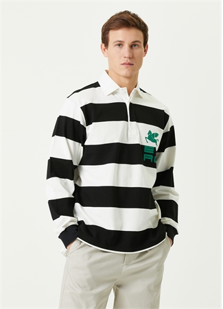Etro Erkek Siyah Beyaz Polo Yaka Şeritli Sweatshirt S EU Etro Erkek Siyah Beyaz Polo Yaka Şeritli Sweatshirt S EU