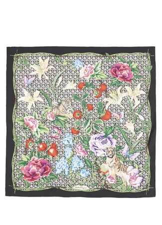 Salvatore Ferragamo Kadın Colorblocked Çiçek Desenli 88x88 cm İpek Eşarp EU
