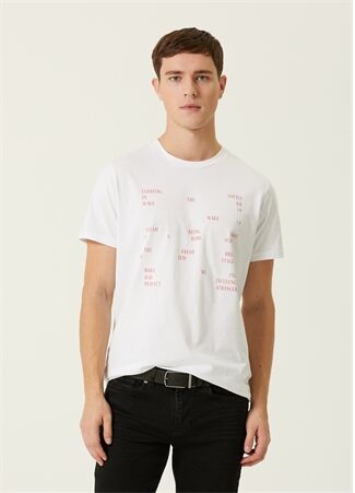 Academia Erkek Beyaz Slogan Baskılı T-shirt XS EU