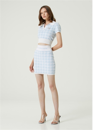 T by Alexander Wang Kadın Mavi Beyaz Kareli Mini Triko Etek Lacivert S EU T by Alexander Wang Kadın Mavi Beyaz Kareli Mini Triko Etek Lacivert S EU