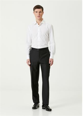 Pal Zileri Erkek Siyah Boru Paça Yün Pantolon 48 IT