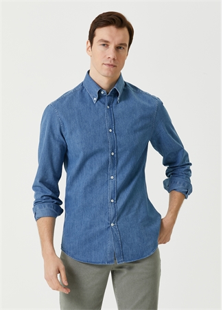 Brunello Cucinelli Erkek Lacivert Gömlek S EU