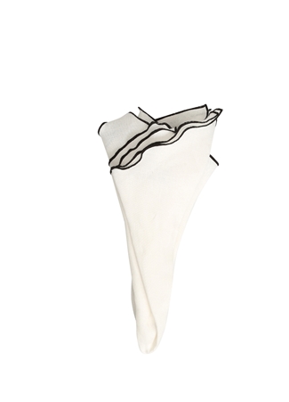 Coral&Co. Studio Frill Beyaz Siyah 2li Volanlı Keten Peçete Set