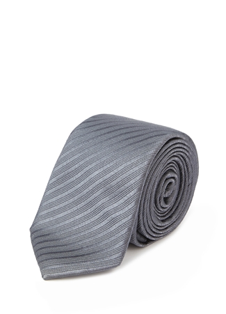 Pal Zileri Erkek Gri Verev Çizgili İpek Kravat EU Pal Zileri Erkek Gri Verev Çizgili İpek Kravat EU