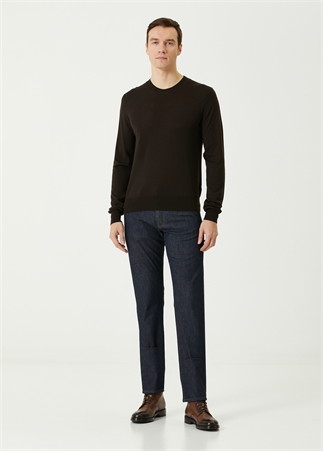 Canali Erkek Lacivert Boru Paça Jean Pantolon Mavi 48 IT Canali Erkek Lacivert Boru Paça Jean Pantolon Mavi 48 IT