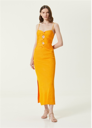 Cult Gaia Kadın Turuncu Düğüm Detaylı Midi Elbise Xs Eu