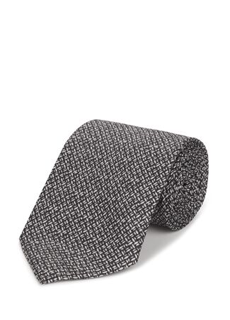 Pal Zileri Erkek Gri Mikro Desenli İpek Kravat EU