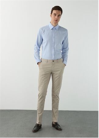 Network Erkek Slim Fit Mavi İngiliz Yaka Gömlek 38 EU