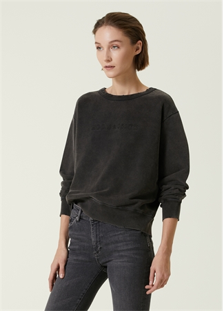 Allsaints Kadın Pippa Siyah Logolu Sweatshirt S EU Allsaints Kadın Pippa Siyah Logolu Sweatshirt S EU