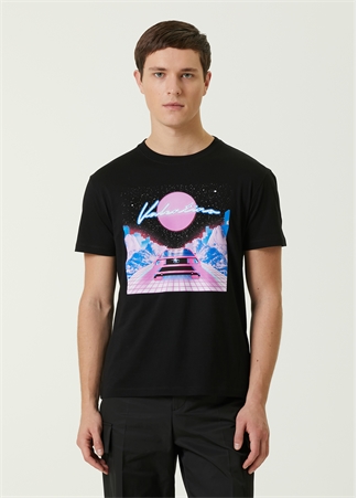 Valentino Erkek Siyah Figür Baskılı Logolu T-shirt Pembe S EU