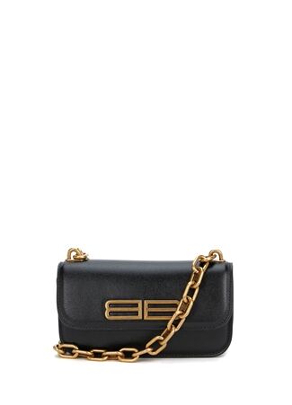 Balenciaga Kadın Siyah Logo Detaylı Deri Çanta EU