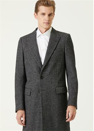 Dolce&Gabbana Erkek Gri Balıksırtı Dokulu Yün Palto 48 IT