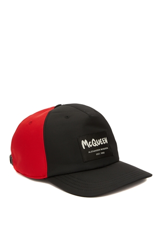Alexander McQueen Erkek Siyah Kırmızı Logolu Şapka M EU