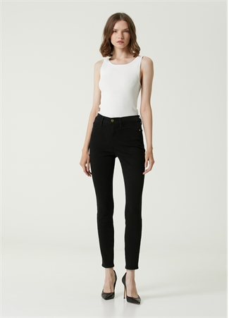 Frame Denim Kadın Le High Siyah Skinny Jean Pantolon 26 US