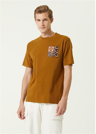 Scotch & Soda Erkek Taba Baskılı Organik Pamuk T-shirt Sarı S EU