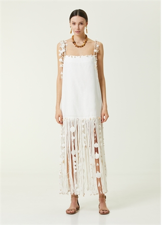 Zimmermann Kadın Ekru Deniz Kabuğu Detaylı Maksi Keten Elbise Bej 0 US Zimmermann Kadın Ekru Deniz Kabuğu Detaylı Maksi Keten Elbise Bej 0 US