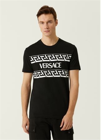 Versace Erkek Siyah Bisiklet Yaka Logo Baskılı T-shirt S EU Versace Erkek Siyah Bisiklet Yaka Logo Baskılı T-shirt S EU
