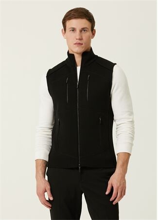 Maurizio Baldassari Erkek Siyah Yün Dış Yelek XL EU