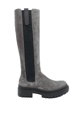 Brunello Cucinelli Kadın Antrasit Deri Çizme Gri 36 EU