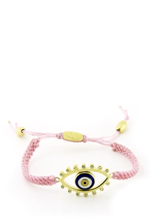 Boga Kadın Nazar Boncuğu Formlu Altın Rengi Kaplama Bileklik Pembe EU