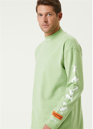 Heron Preston Erkek Yeşil Yakası Nakışlı Sweatshirt M EU