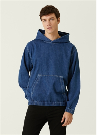 Closed Erkek Mavi Kapüşonlu Denim Sweatshirt M EU Closed Erkek Mavi Kapüşonlu Denim Sweatshirt M EU