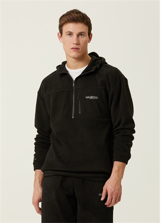 Wasted Erkek Siyah Yakası Fermuarlı Logolu Sweatshirt XL EU Wasted Erkek Siyah Yakası Fermuarlı Logolu Sweatshirt XL EU
