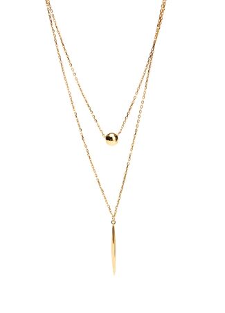 Collection-Alper Tunçoku Kadın Uç Detaylı Altın Rengi Kolye EU