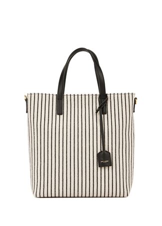 Kadın Bej Siyah Çizgili Omuz Çantası Eu