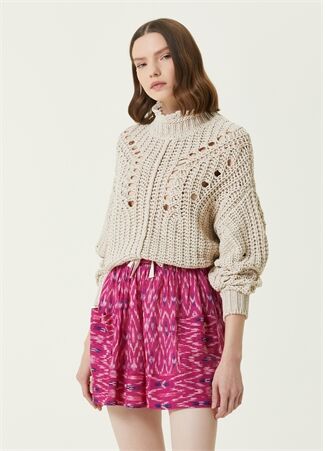 Etoile Isabel Marant Kadın Bej Dik Yaka Kazak 36 FR