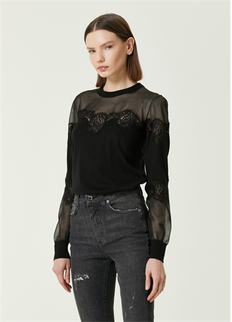 Dolce&Gabbana Kadın Siyah Garnili Kaşmir Kazak 42 IT