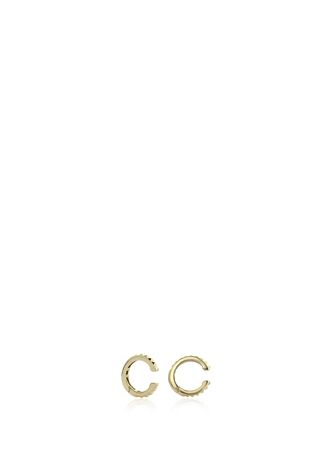 Collection-Pimiento Kadın Trok Dokulu Altın Rengi Tek Küpe EU