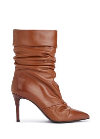 Network Kadın Taba Büzgü Detaylı Deri Bot Turuncu 36 EU