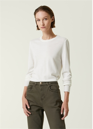 Beymen Collection Kadın Beyaz Bisiklet Yaka Yün Kazak L