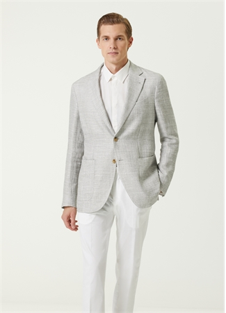 Pal Zileri Erkek Gri Kelebek Yaka Keten Ceket 50 IT Pal Zileri Erkek Gri Kelebek Yaka Keten Ceket 50 IT