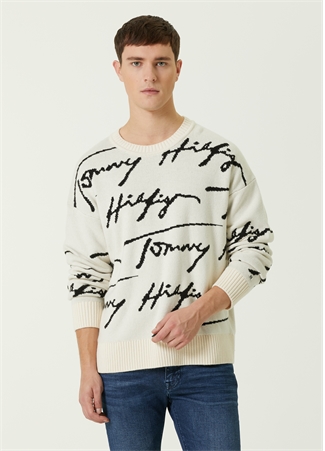 Tommy Hilfiger Erkek Elevated Signature Ekru Logolu Kazak Beyaz S EU Tommy Hilfiger Erkek Elevated Signature Ekru Logolu Kazak Beyaz S EU
