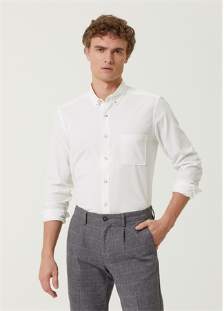 Beymen Club Erkek Slim Fit Ekru İnce Kadife Gömlek Bej S Beymen Club Erkek Slim Fit Ekru İnce Kadife Gömlek Bej S