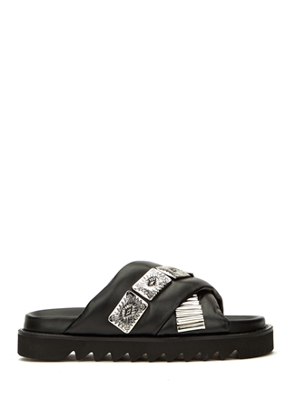 Toga Pulla Kadın Siyah Tokalı Bant Detaylı Deri Terlik 36 EU Toga Pulla Kadın Siyah Tokalı Bant Detaylı Deri Terlik 36 EU